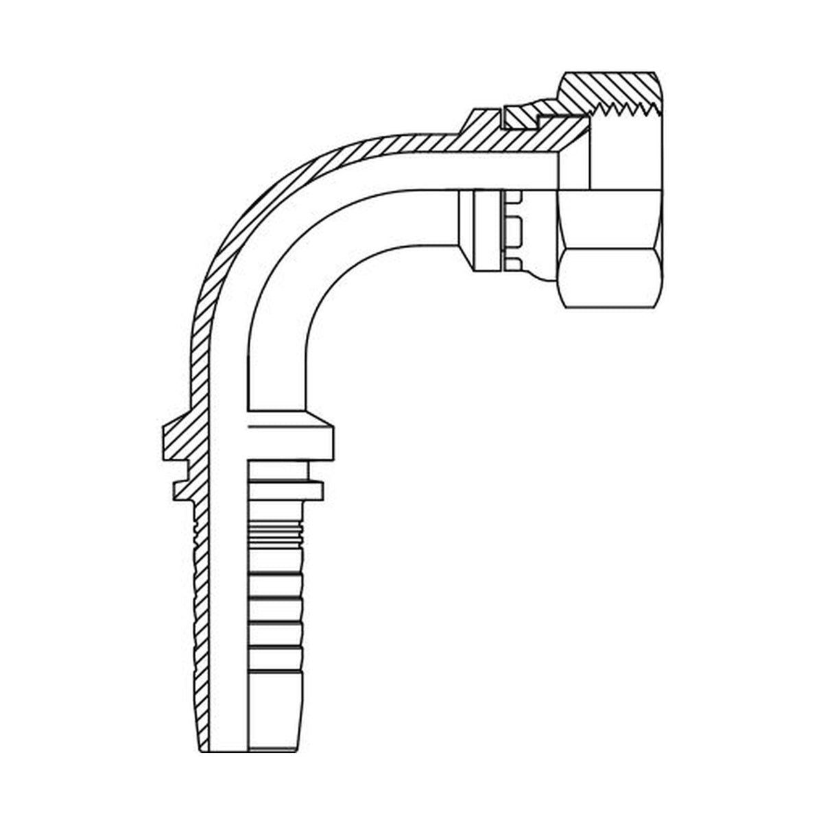 Hydraulic Hose Tail 90° | 1/4" x M14 Metric Komatsu JIS — ENGMATTEC ...